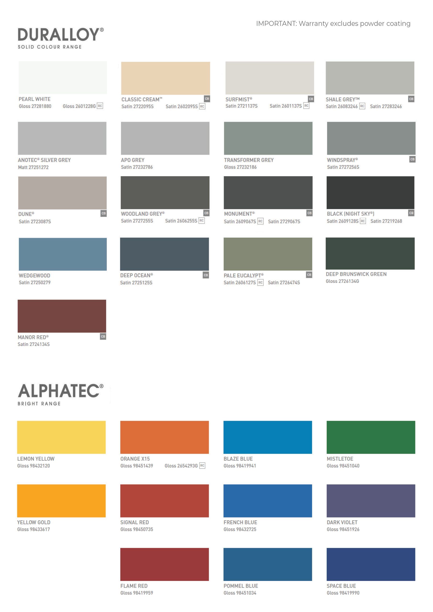 Colours – Aluminium Seating Specialists